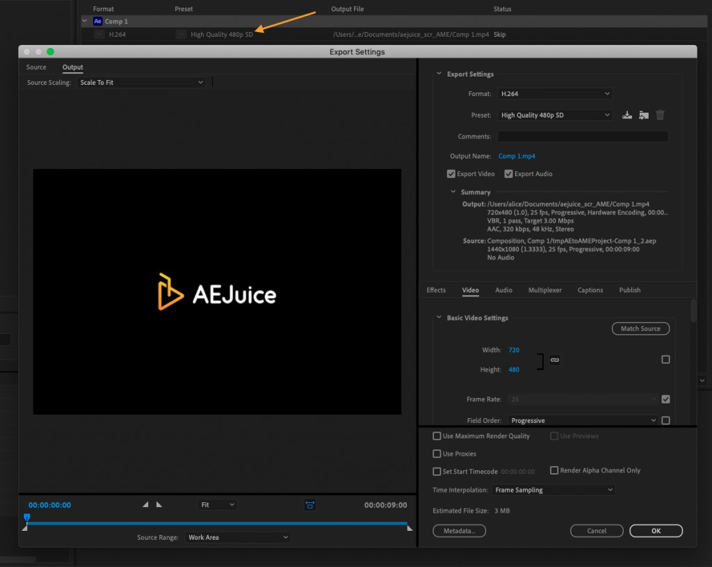 How to save after effects as mp4 - AEJuice