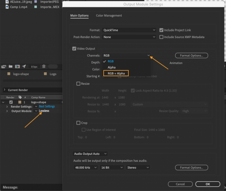 How to export after effects with transparent background - AEJuice