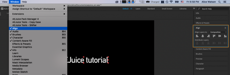 How to center text in after effects | aejuice.com