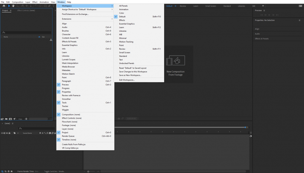 How to dock a panel in After Effects | aejuice.com