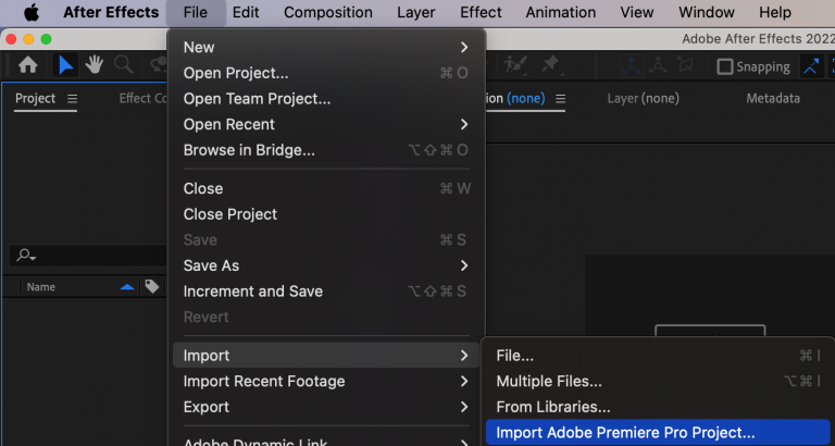 How to Transfer Files from Premiere Pro to After Effects | aejuice.com