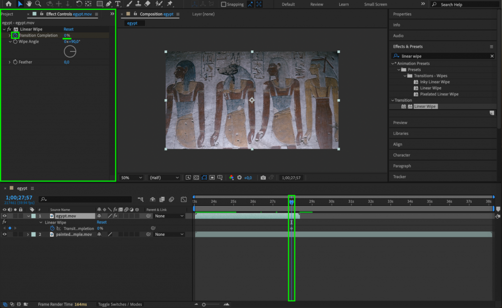 How to Apply and Customize Linear Wipe Transitions in After Effects | aejuice.com