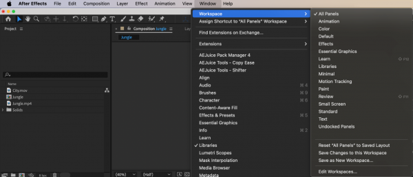 How to Reset After Effects Workspace | aejuice.com